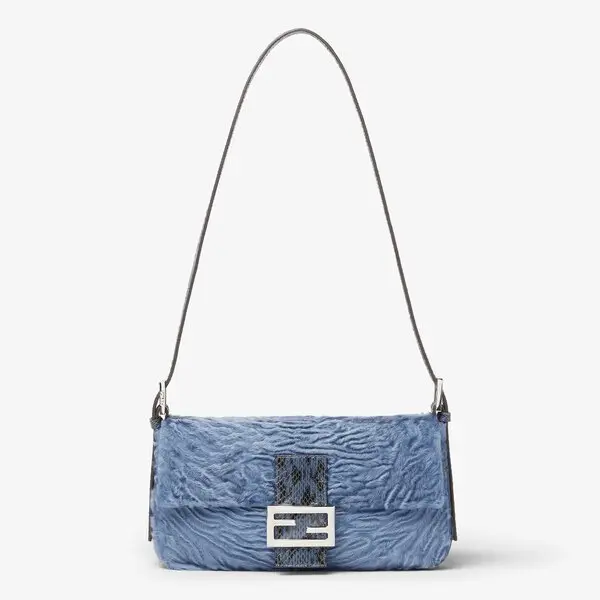 Fendi Baguette® 26424 Light Indigo Swakara Fur Bag